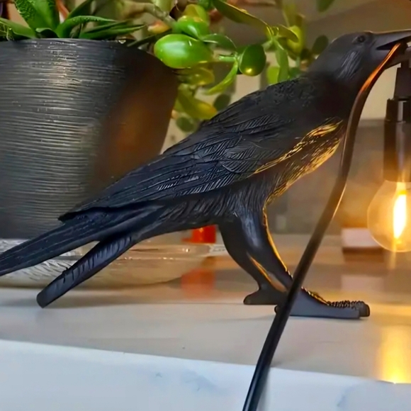 Accents | Resin Raven Lamp With Edison Style Bulb | Poshmark